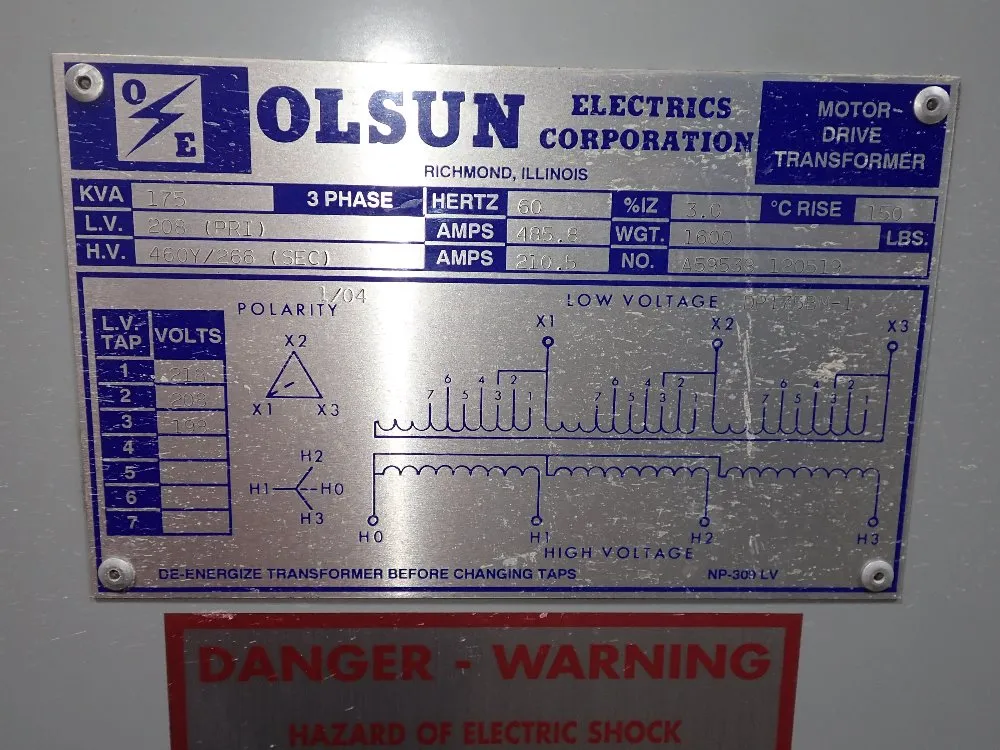 Used Olsun Transformer | HGR Industrial Surplus