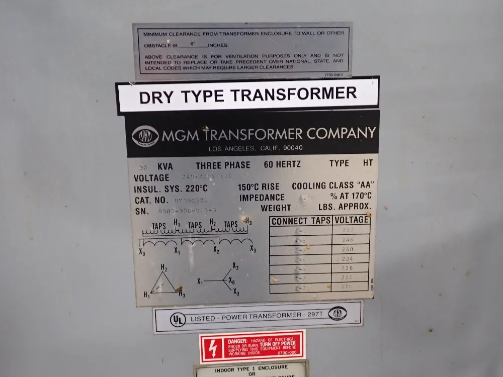 Used Mgm Transformer | HGR Industrial Surplus
