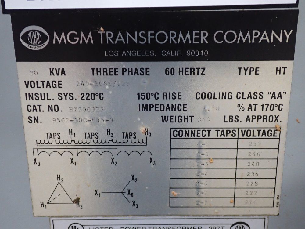 Used Mgm Transformer | HGR Industrial Surplus