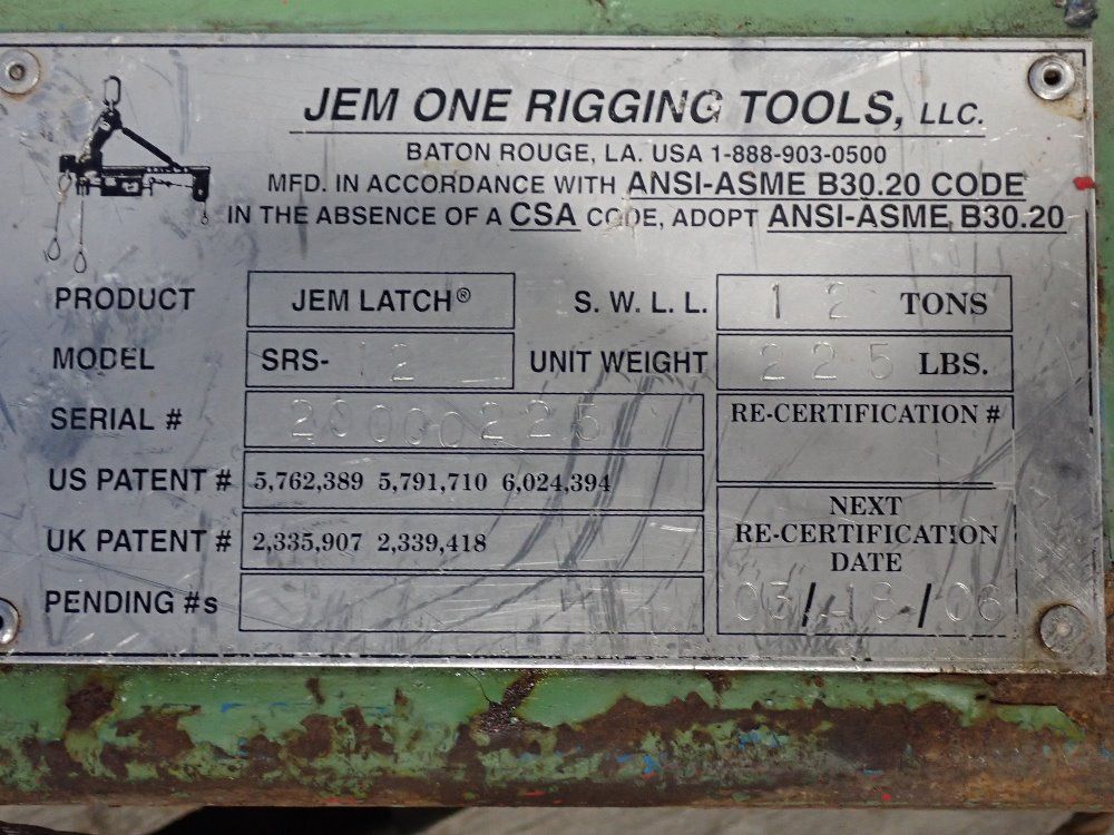 Used Jem One Technologies Jem Latch | HGR Industrial Surplus