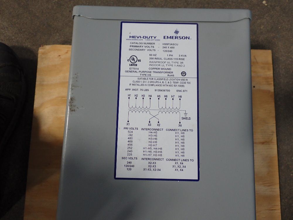 Used Emerson Transformer | HGR Industrial Surplus
