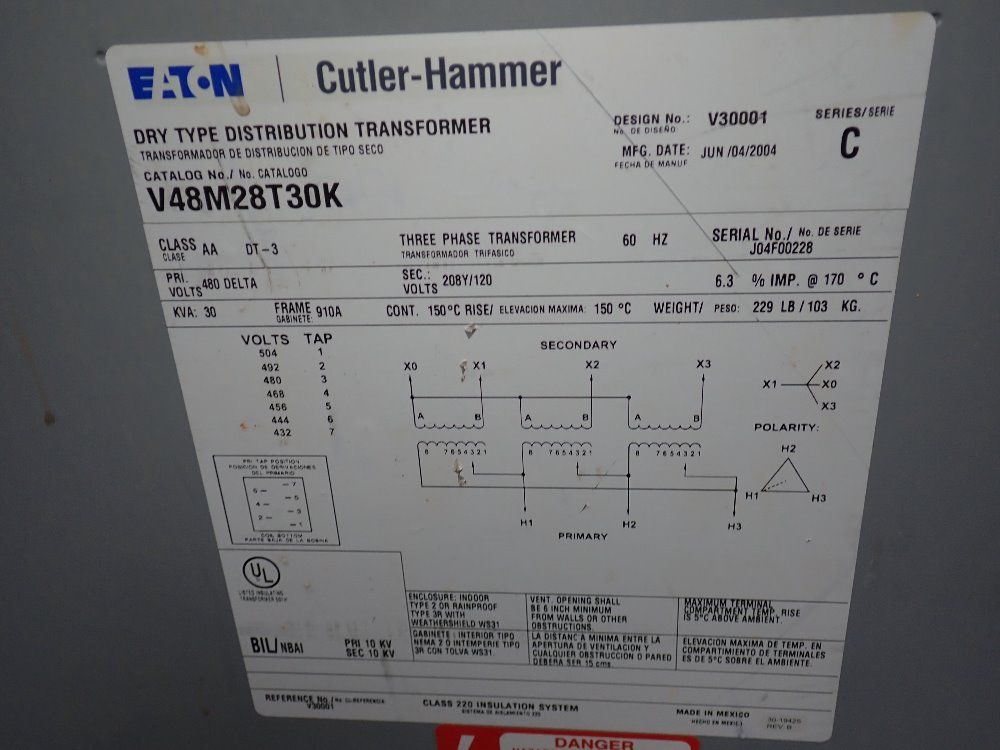 Used Eaton Transformer | HGR Industrial Surplus