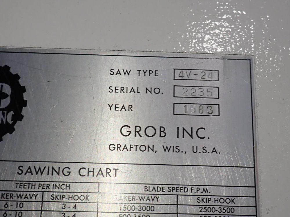 Grob Inc 24" Vertical Band Saw - 4v-24 | HGR*24