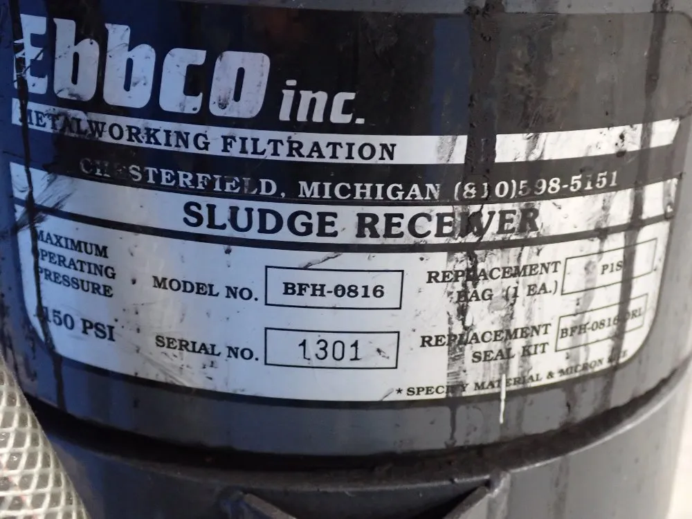 Used Ebbco Inc Sludge Receiver | HGR Industrial Surplus