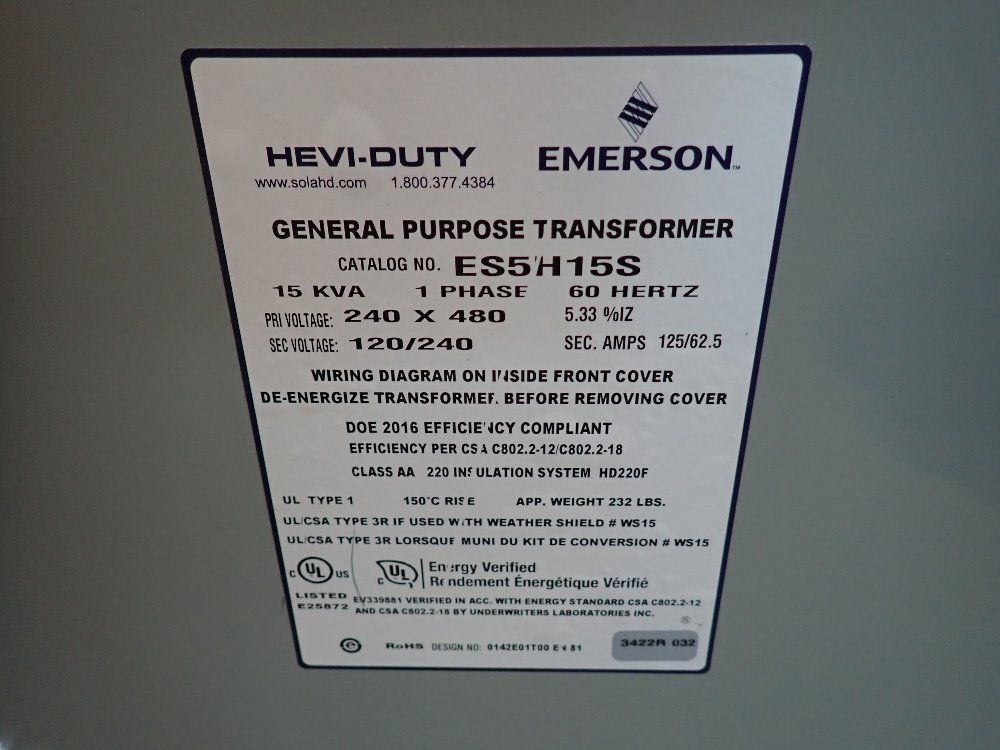 Used Emerson Transformer | HGR Industrial Surplus