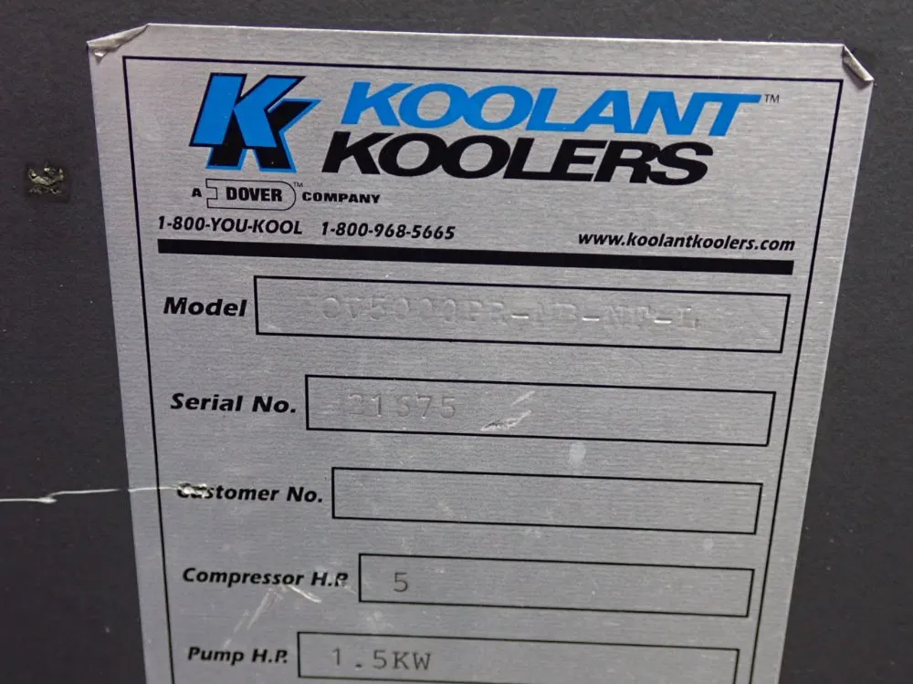 Used Koolant Kooler Koolant Kooler Hov5000pr-mb-nf-l Chiller | HGR*24