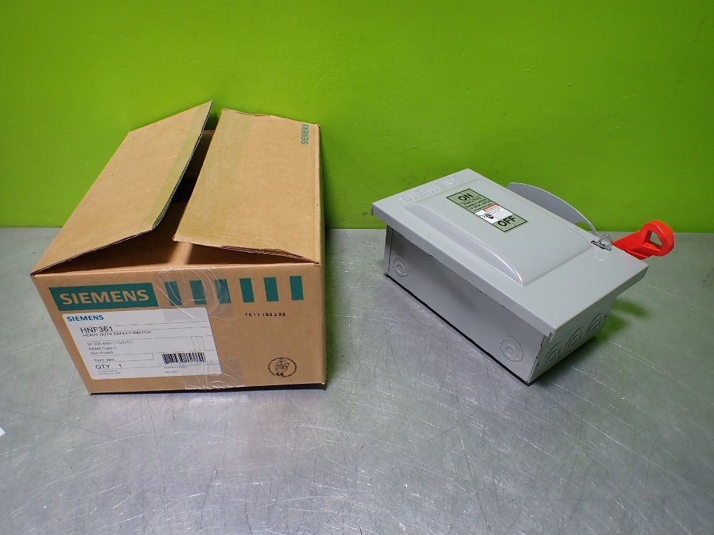 Used Siemens Hnf361: Heavy Duty Safety Switch 3p 30a 600v~250vdc Nema...
