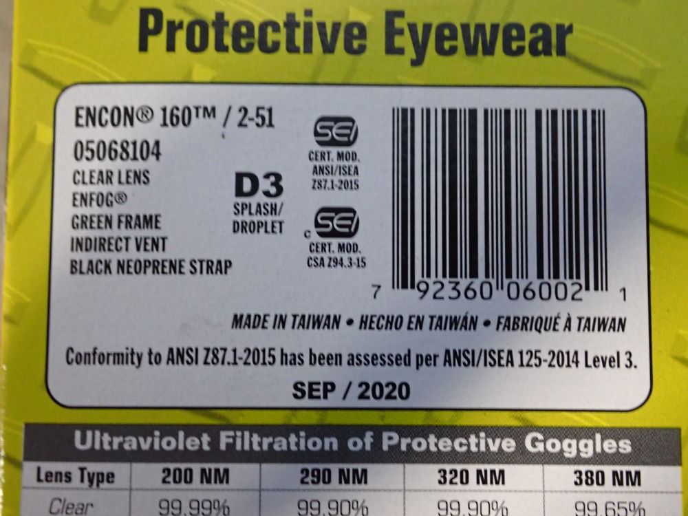 Used Encon Safety Products Protective Eyewear Goggles | HGR Industrial...