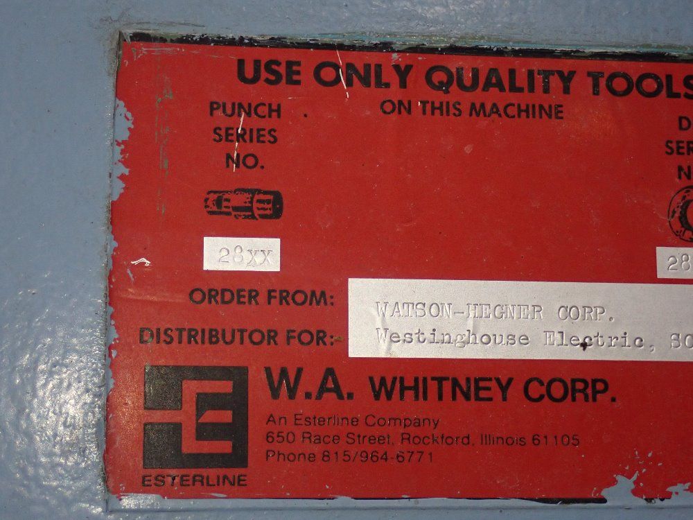 Used W.a. Whitney Punch Press | HGR Industrial Surplus