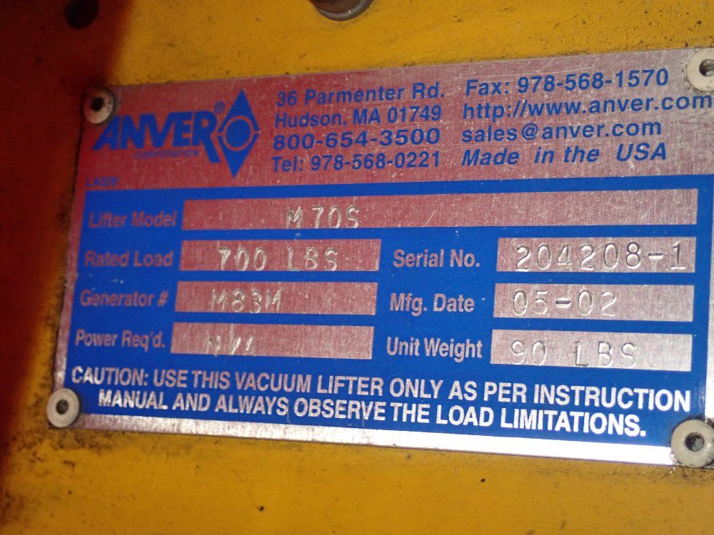 Used Anver Vacuum Lifter | HGR Industrial Surplus