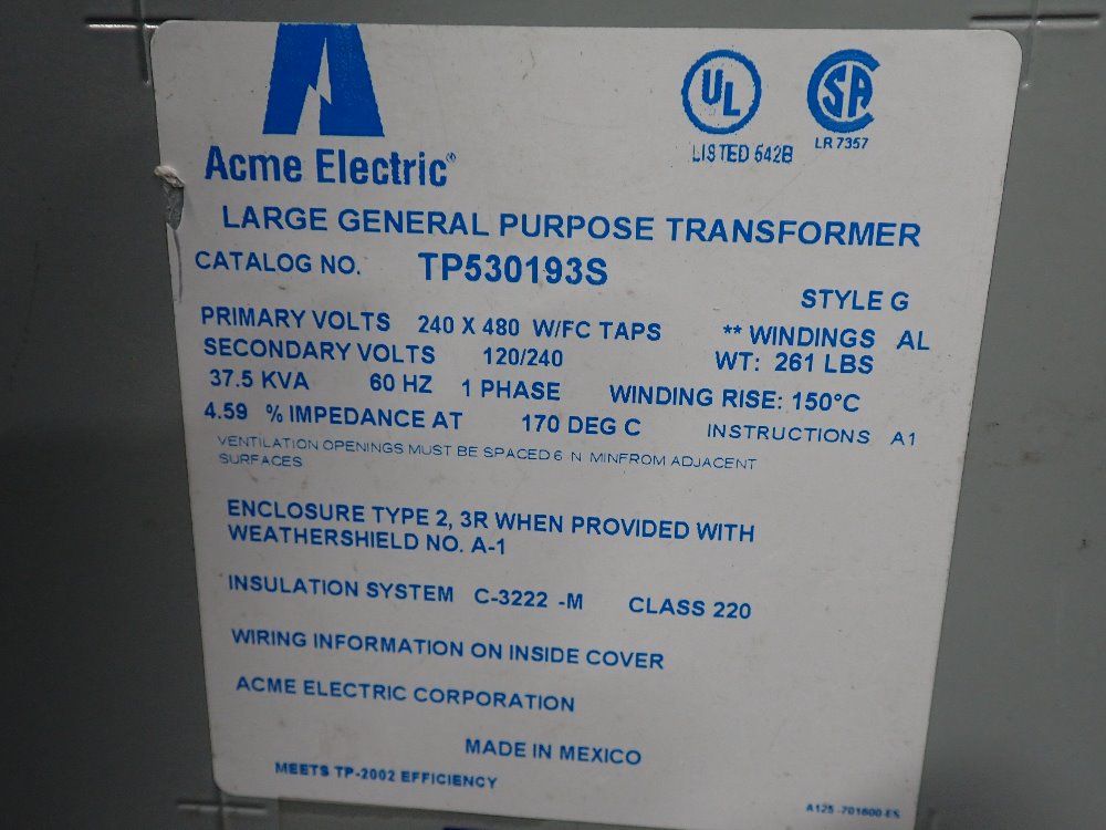 Used Acme Transformer | HGR Industrial Surplus