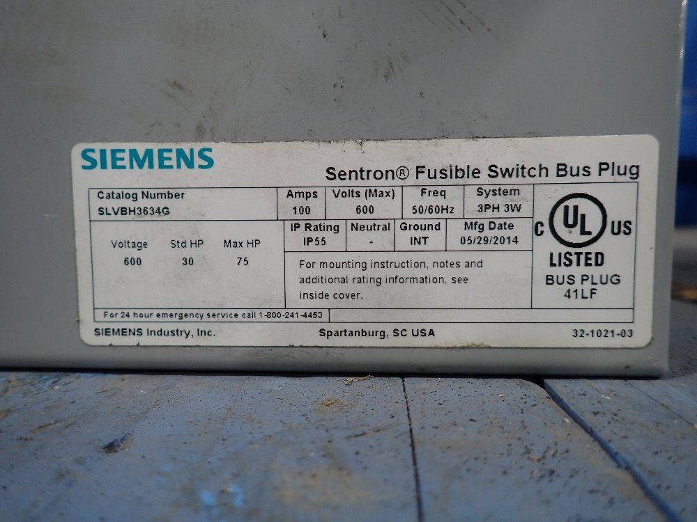Used Siemens Sentron Fusible Switch Bug Plug | HGR Industrial Surplus