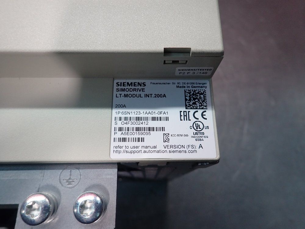 Used Siemens Siemens 6sn1123-1aa01-0fa1 Simodrive Lt-modul Int.200a...