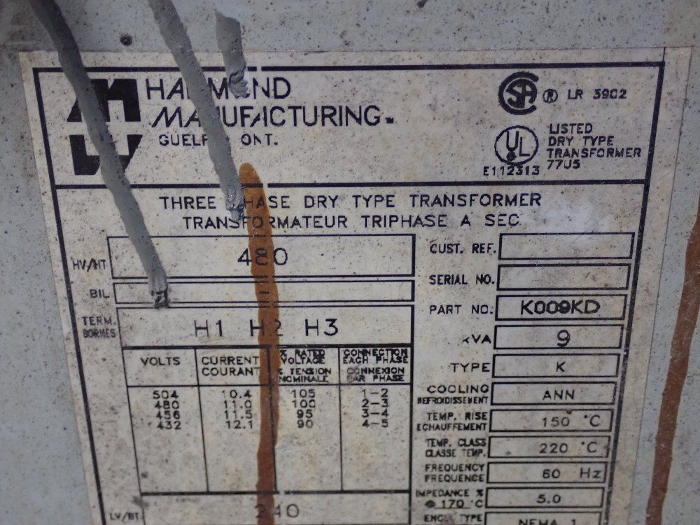 Used Hammond Transformer | HGR Industrial Surplus