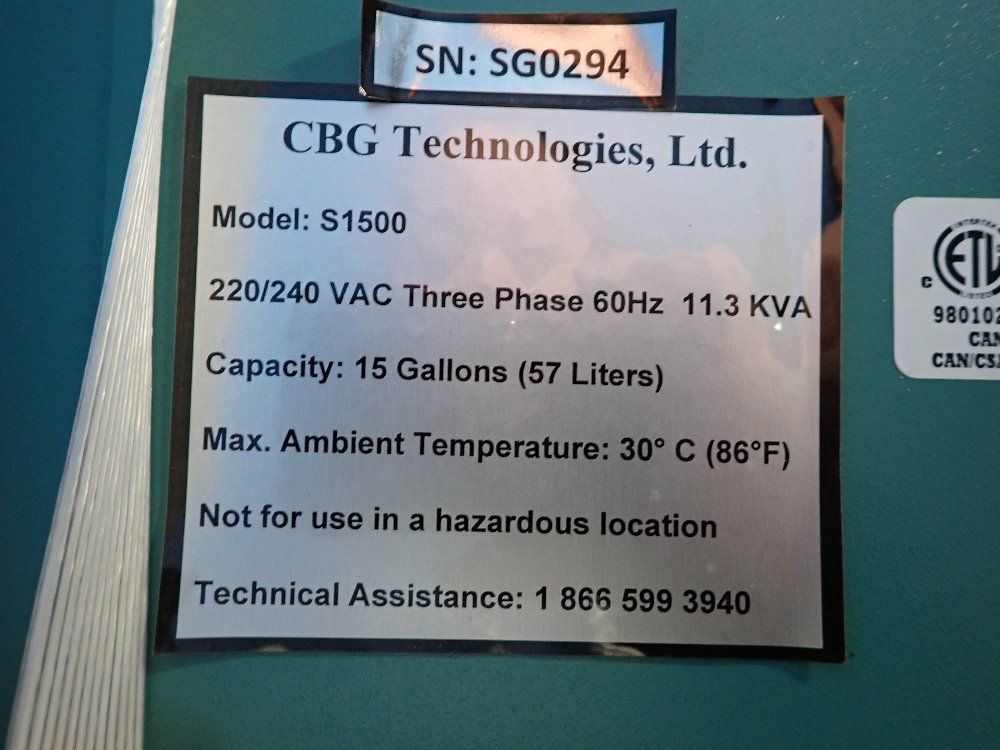 Used Cbg Technologies Cbg Technologies S1500 Distiller | HGR Industrial...