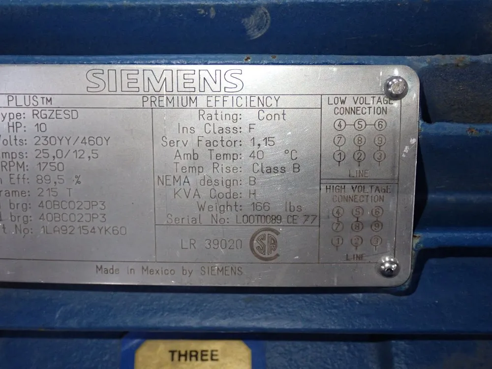 Used Siemens 10 Hp Motor | HGR Industrial Surplus