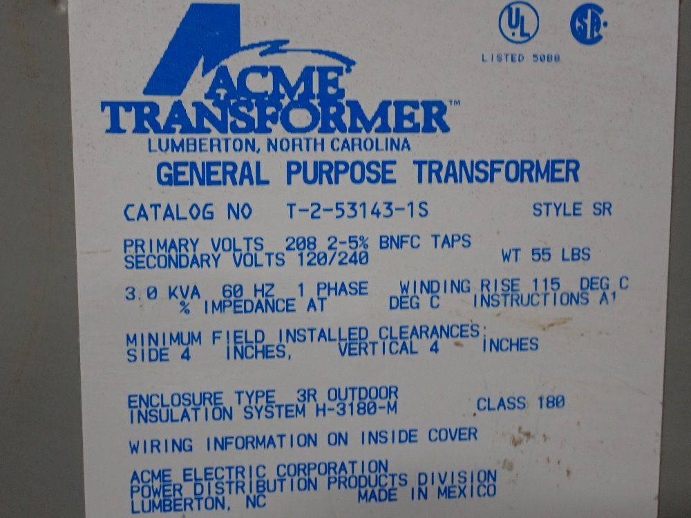 Used Acme Transformer | HGR Industrial Surplus