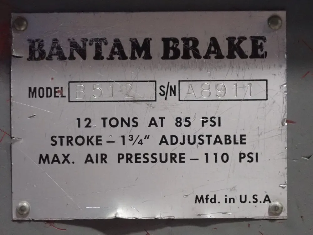 Used Bantam Bantam B512 12 Ton Press Brake | HGR Industrial Surplus