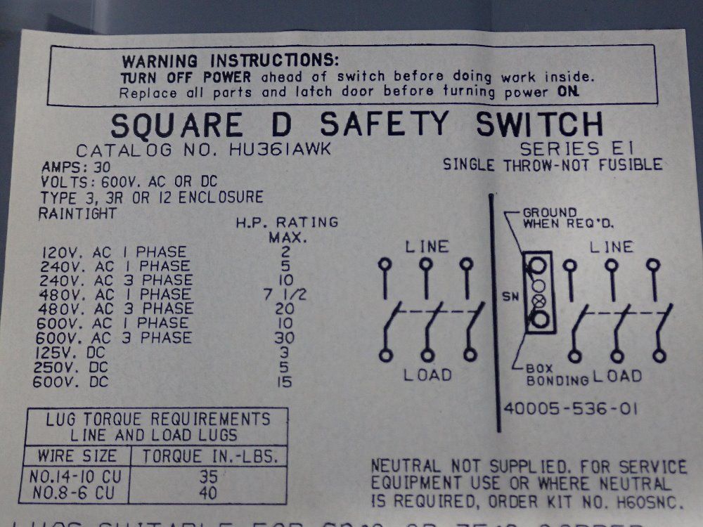 Used Square D Heavy Duty Safety Switch | HGR Industrial Surplus