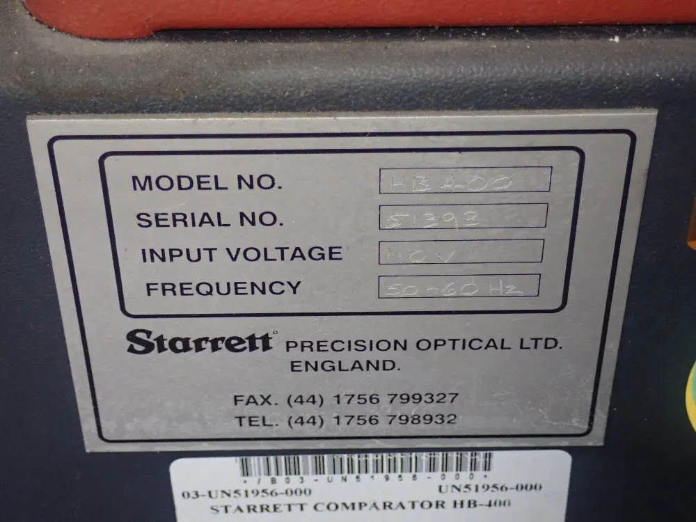 Used Starrett Starrett Hb400 Optical Comparator | HGR*24