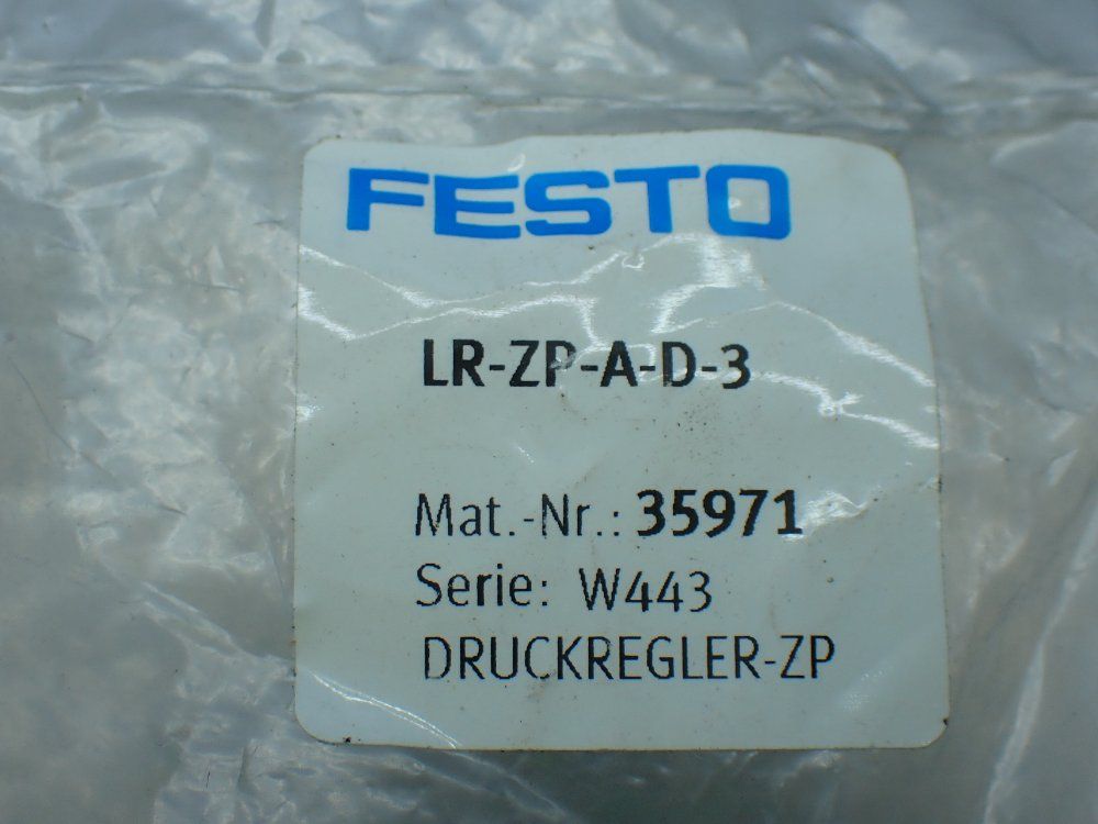 Festo Intermediate Pressure Regulator. 35971 - Lr-zp-a-d-3 | HGR*24