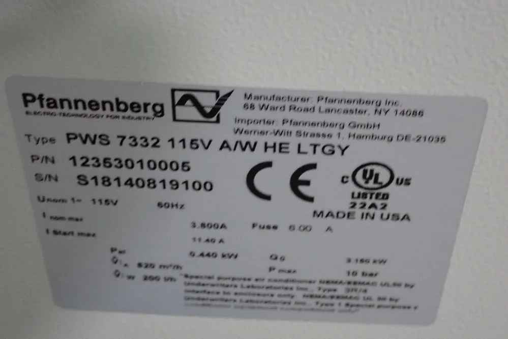 Used Pfannenberg Air Conditioner | HGR Industrial Surplus