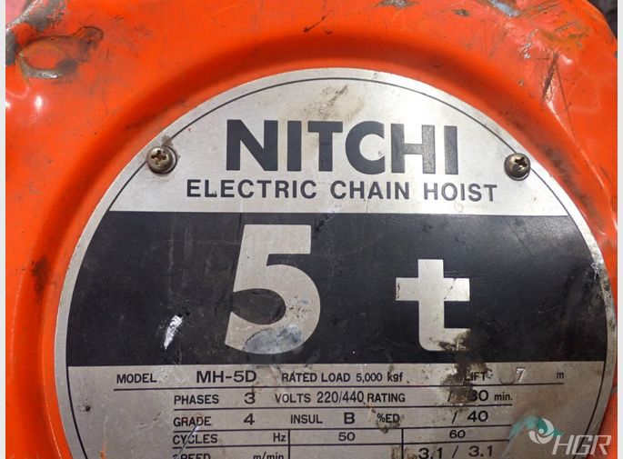 Used Nitchi Nitchi Mh-5d Electric Chain Hoist | HGR Industrial Surplus Used Nitchi Nitchi Mh-5d Electric Chain Hoist | HGR Industrial Surplus